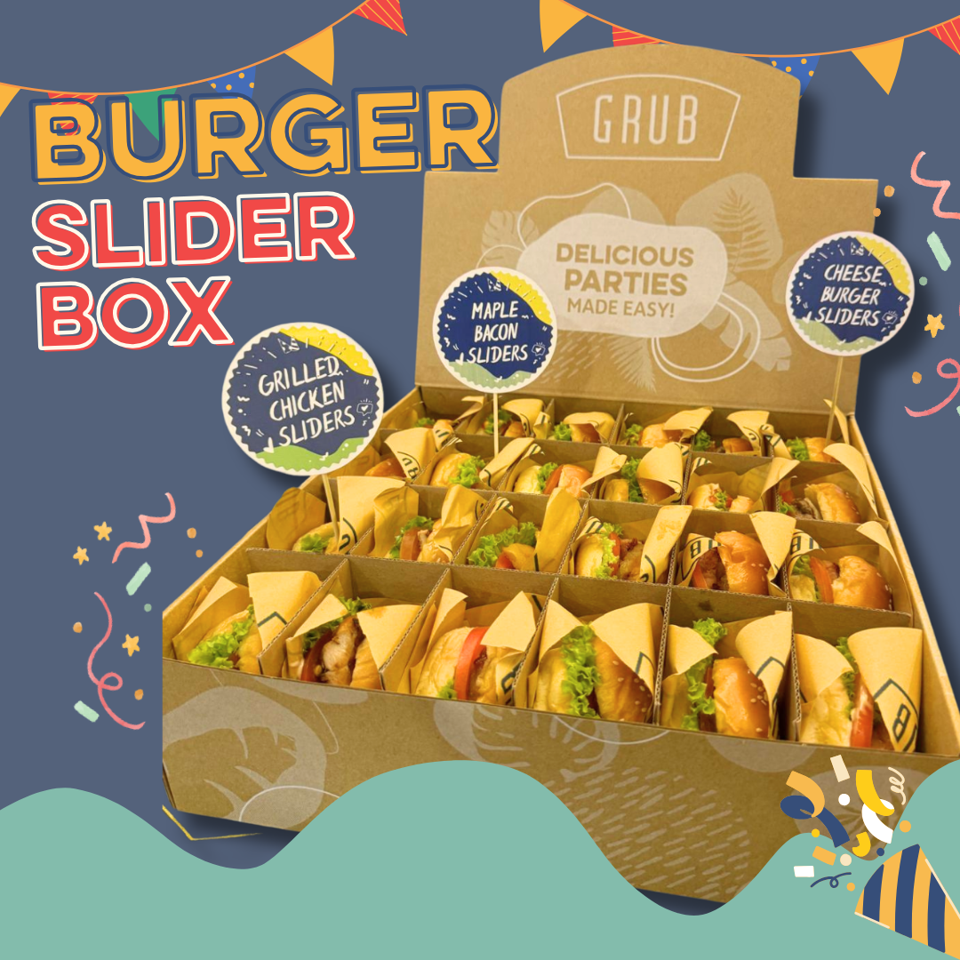 Burger Sliders Box (Box of 24) | GRUB Singapore